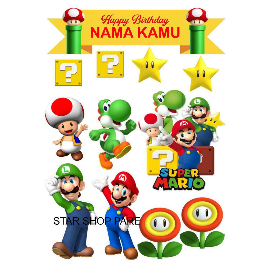 Jual Paket Toper Mario Bros (1 lembar A3 48 x 32 cm, Artpaper 260 gr ...