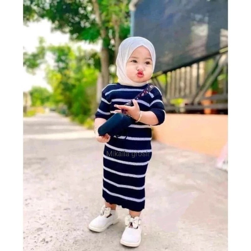 Jual DRESS RAJUT ANAK PREMIUM ALIFA STRIPE Dress Rajut Anak Salur ...