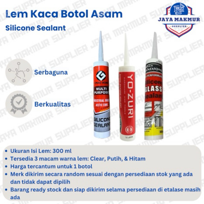 Jual Lem Kaca Botol Silicone Sealant Merk Random | Lem Kaca Botol 300 ...