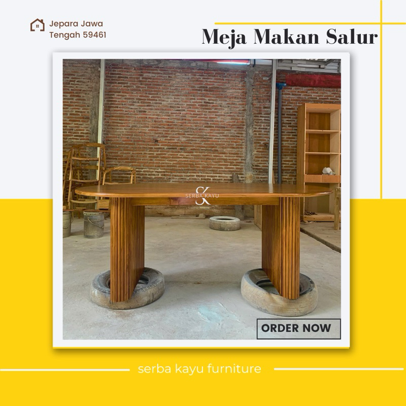 Jual meja makan oval kayu jati minimalis | Shopee Indonesia
