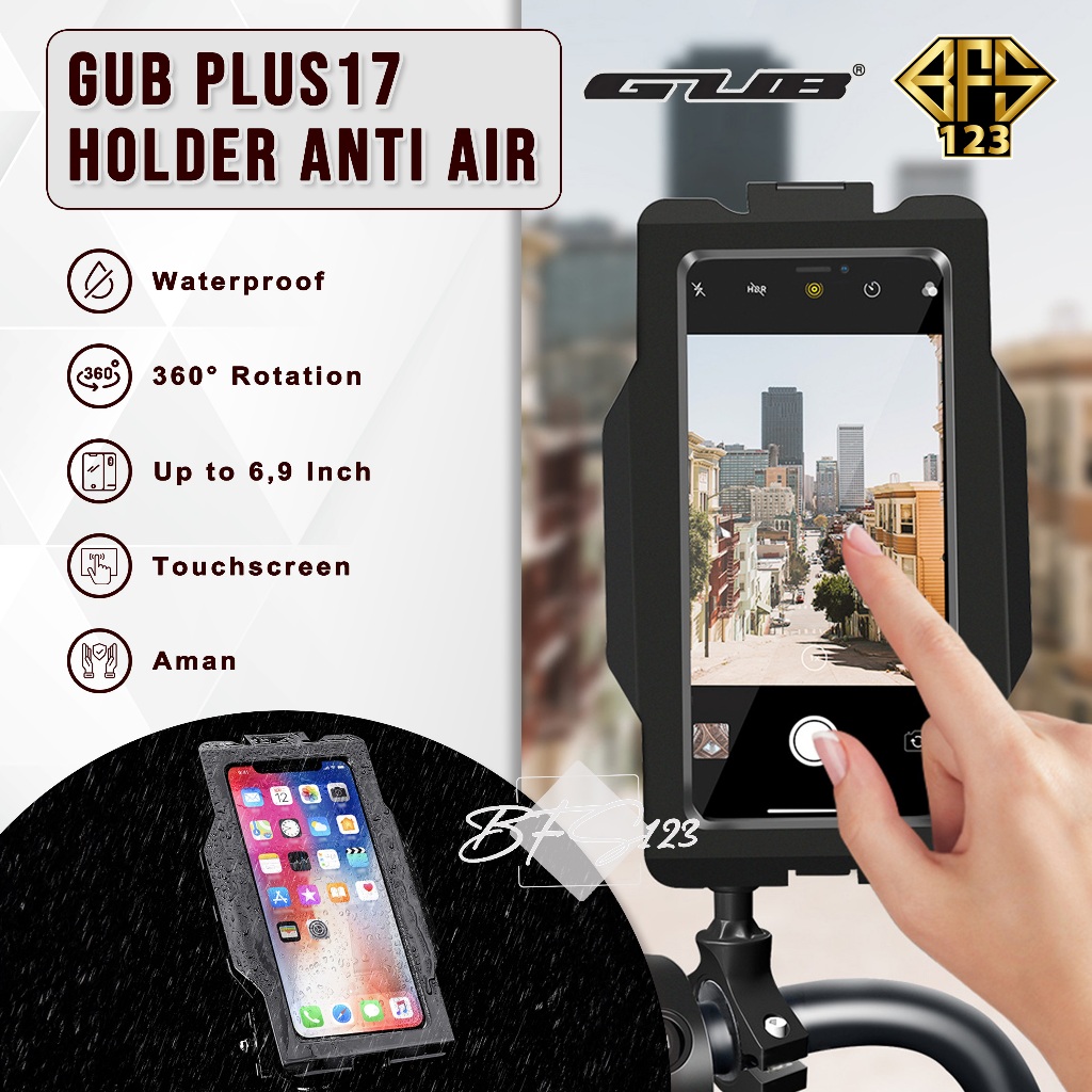 Jual GUB PLUS17 Phone Holder Handphone Waterproof Anti Air Hujan Rotate ...