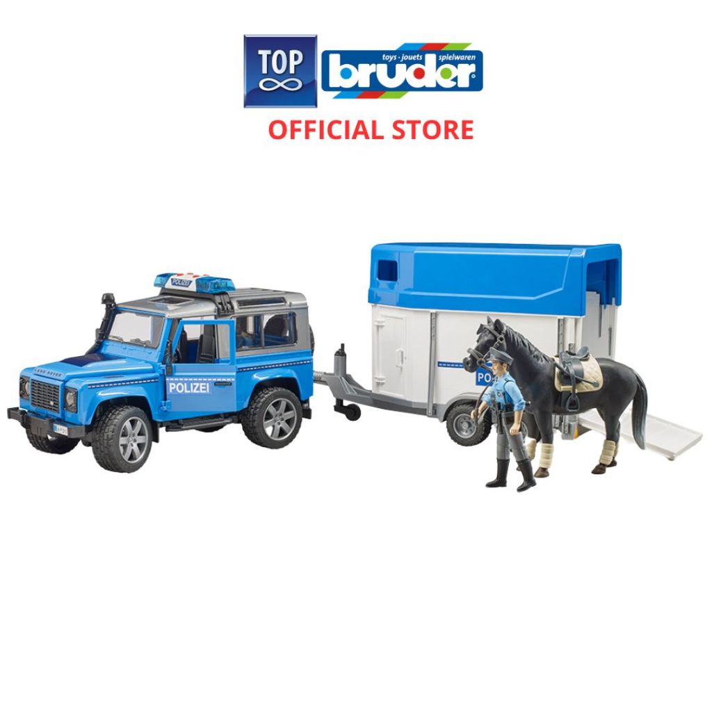 Jual Bruder 2588 Land Rover Defender Police With Horse - Diecast 1: 16 ...