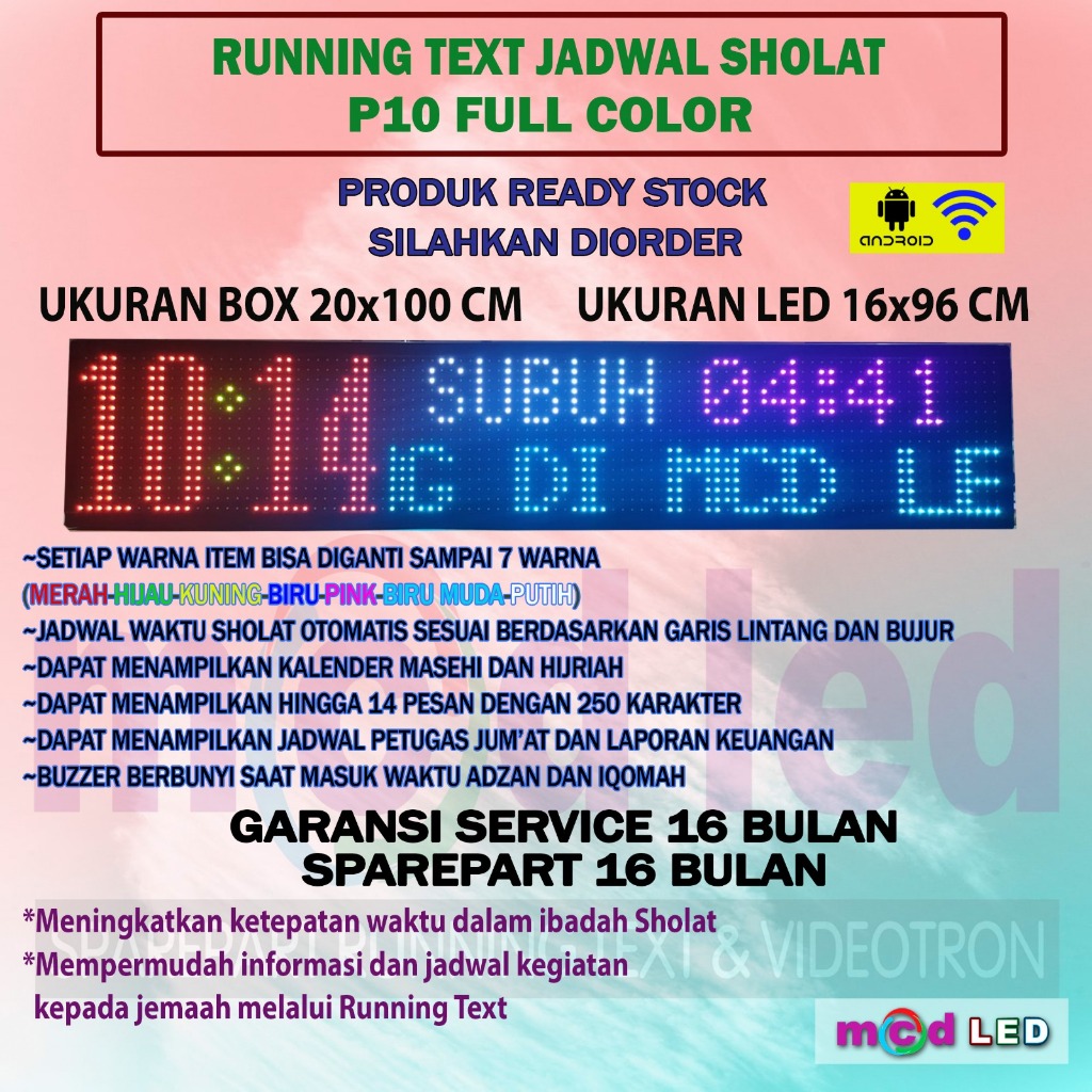 Jual JAM SHOLAT MASJID RUNNING TEXT JWS JADWAL SHOLAT SOLAT DIGITAL ...