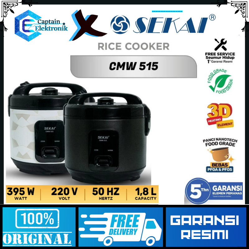 Jual SEKAI Rice Cooker / Penanak Nasi Magic Com Penghangat Nasi 3 in 1 Ukuran 1.8L - CMW 515 ...