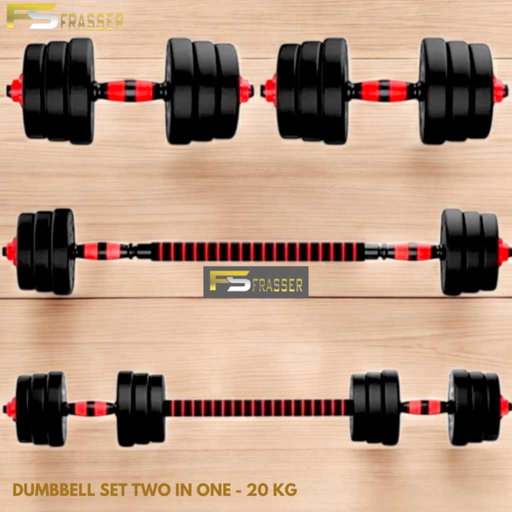 Jual Frasser Dumbbell Set Peralatan Fitness 20 Kg Tiang Angkat Fitness Dumbell Barbel Set DMB BK ...