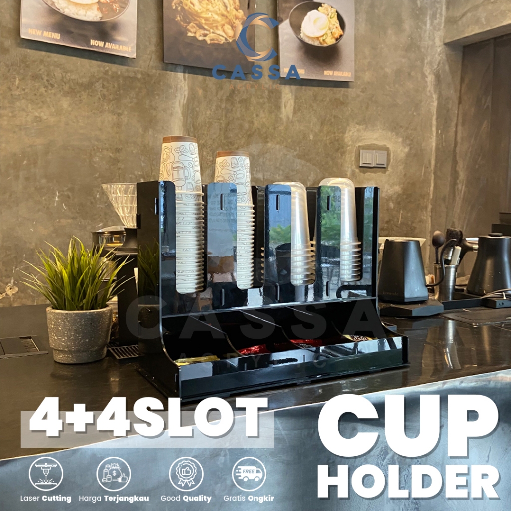 Jual Rak Cup Holder 4+4 Slot Kopi Sachet Paper Cup Coffee Holder ...