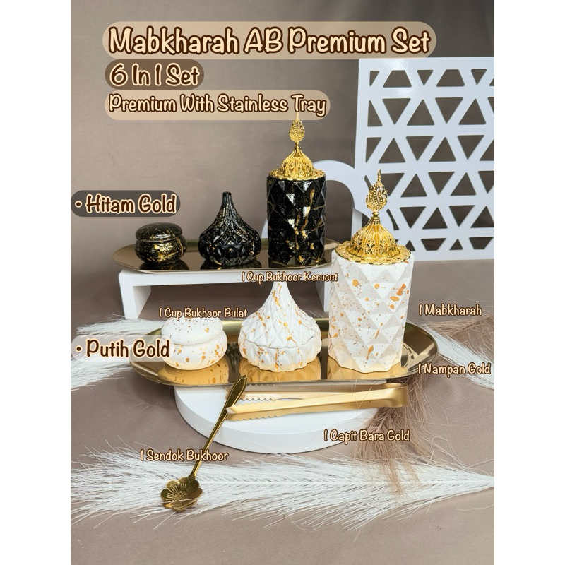 Jual (GROSIR) 6 In 1 Set Mabkharah AB Premium Set | Putih Pita Bukhur ...
