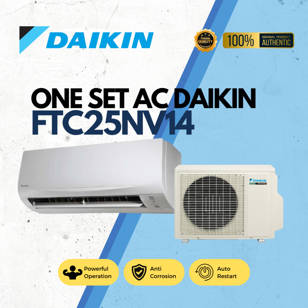 Jual AC DAIKIN 1 PK FTC25NV14 MADE IN THAILAND ( INDOOR+OUTDOOR ...