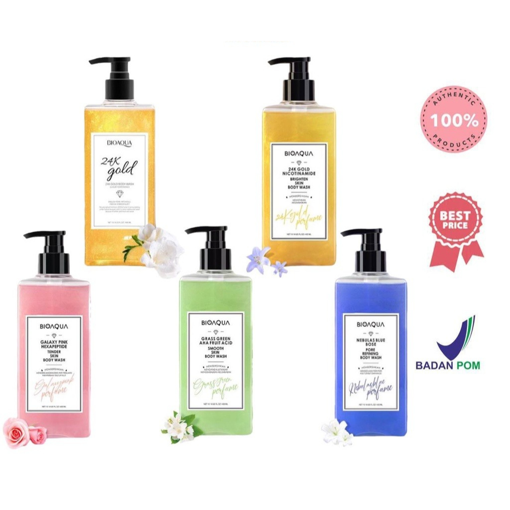 Jual BIOAQUA Body Wash 400ml - Smooth Skin | Pore Refining | Tender Skin | Brighten Skin | 24k ...
