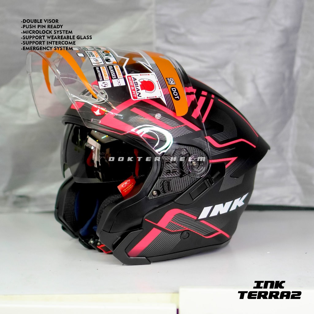 Jual INK HELM TERRA 2 #1 MOTIF MATT BLACK FUXIA | HALF FACE TERRA2 ...