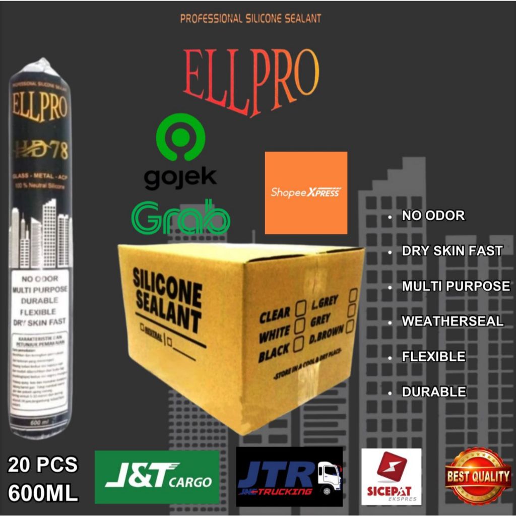 Jual Lem Silikon Sosis Netral ACP/KACA ELLPRO HD 78 (Harga 1dus/20pcs ...