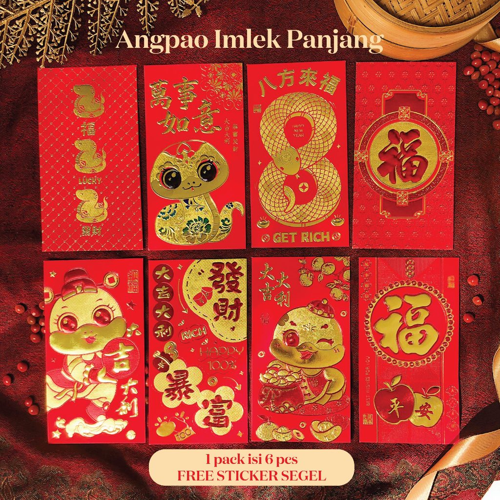 Jual Angpao Imlek Angpau CNY Panjang Besar Premium Tebal isi 6 Pcs ...