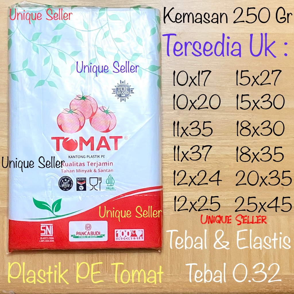 Jual Kantong Plastik PE Tomat Uk 10x20 (1/4 Kg) 12x25 (1/2 kg) 15x30 (1 kg) 18x35 (2 kg) 20x35 ...