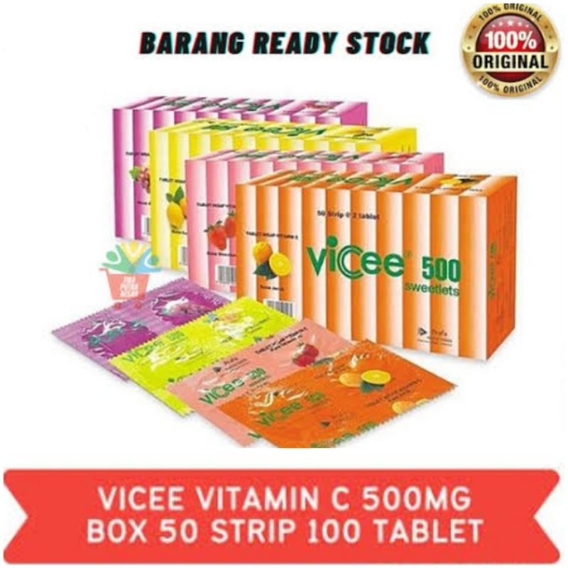 Jual Vicee 500mg 100 Tablet 50 Strip Vitamin C Vice Jeruk Anggur Lemon ...