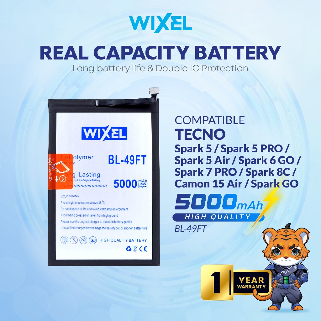 Jual WIXEL Baterai BL-49FT Tecno Spark 5 Pro / Spark 5 Air / Spark 6 Go ...