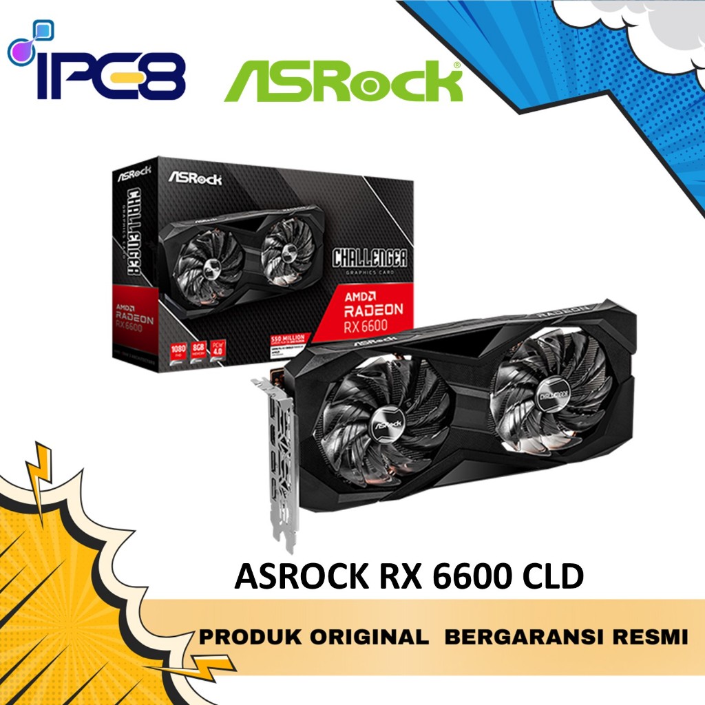 Jual ASROCK VGA GAMING RX 6600 CHALLENGER D 8GB - RX6600 CLD 8G | Shopee Indonesia