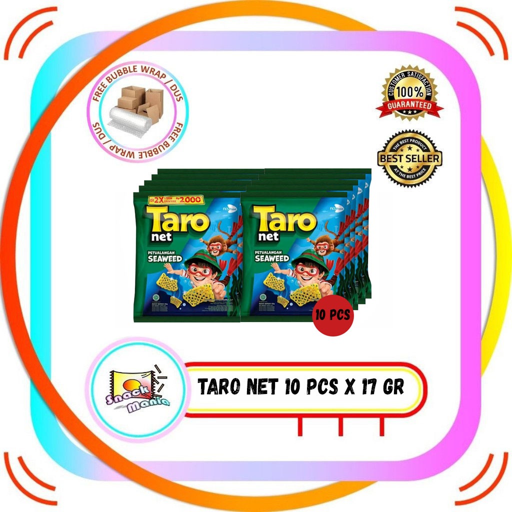 Jual Taro Net Snack Seaweed 17 gr x 10 pcs RENTENG Rumput Laut | Shopee ...