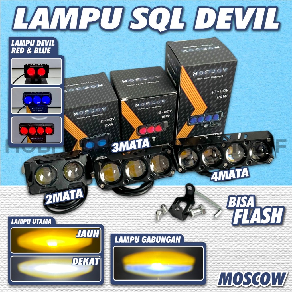 Jual LAMPU SQL 3 MATA DENGAN DEVIL ANGEL EYE WARNA BIRU MERAH LAMPU ...