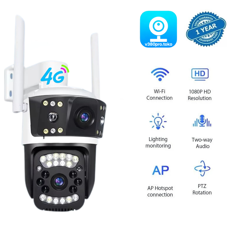 Jual toko V380 Pro 4G SIM Card Wireless CCTV Camera 4K Low Power Solar ...