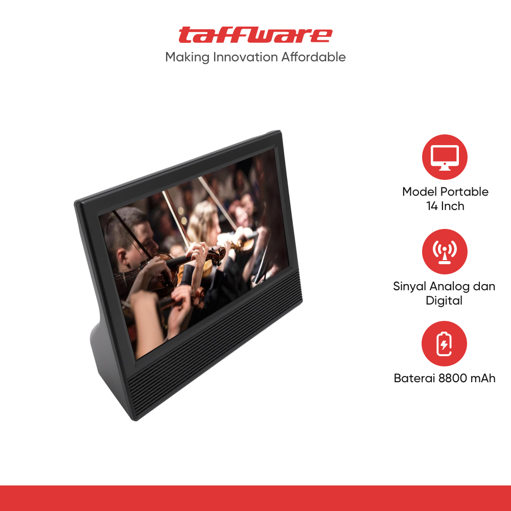 Jual Taffware Portable Monitor TV Rechargeable 8800mAh 14 Inch DVB-T2 ...