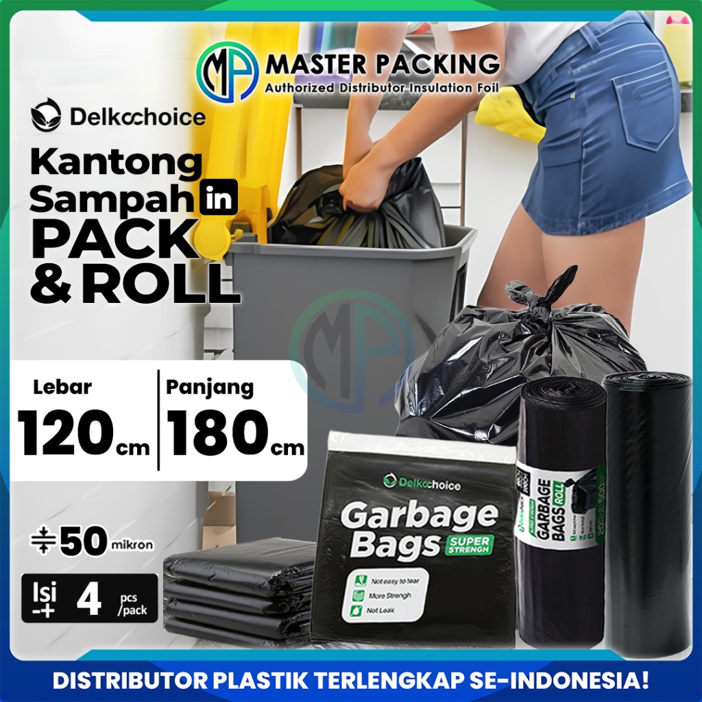 Jual Plastik Kantong Kresek Hitam Tebal JUMBO BESAR 120cm x 180cm / Trash Bag Delkochoice Pack ...