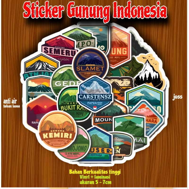 Jual STIKER GUNUNG INDONESIA (bahan vinyil + laminasi) Ukuran 5-7 cm ...
