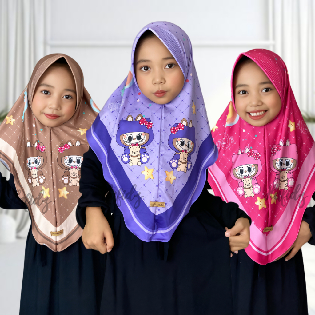 Jual HIJAB ANAK TK LABUBU LUCU / JILBAB ANAK KARAKTER LABUBU USIA 4-7 ...