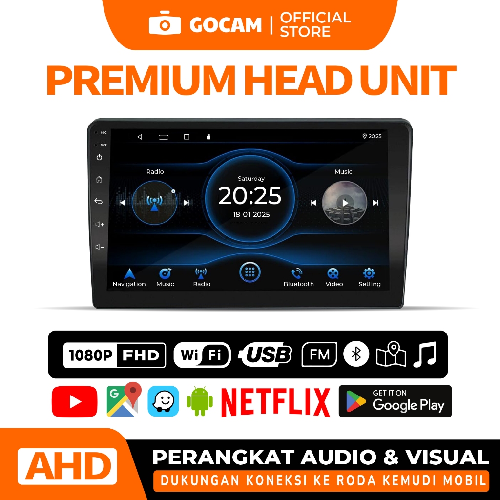 Jual GOCAM Head Unit 4+32/64G Android 7/9/10inch + Cooling System Car Android 13 GPS BT Music ...