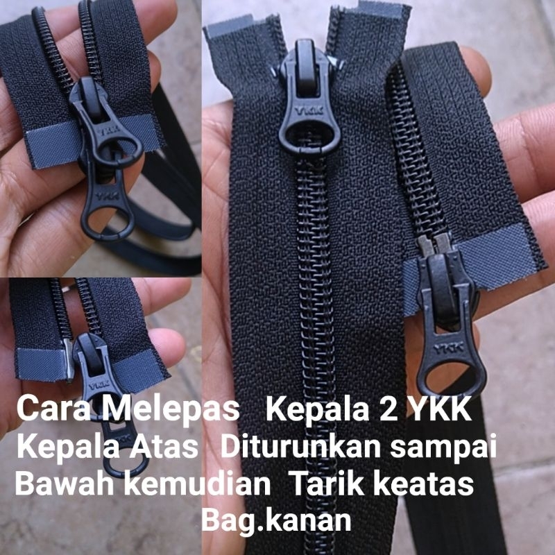Jual Resleting Zipper Tas Jaket Ori YKK Koil & Vislon 2 Kepala 2 Arah 60-96 cm | Shopee Indonesia