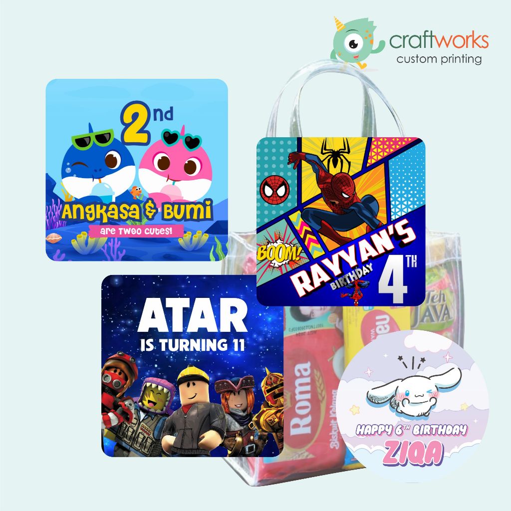 Jual LABEL STICKER KOTAK CUSTOM - 10 CM ISI 8 PCS | Shopee Indonesia