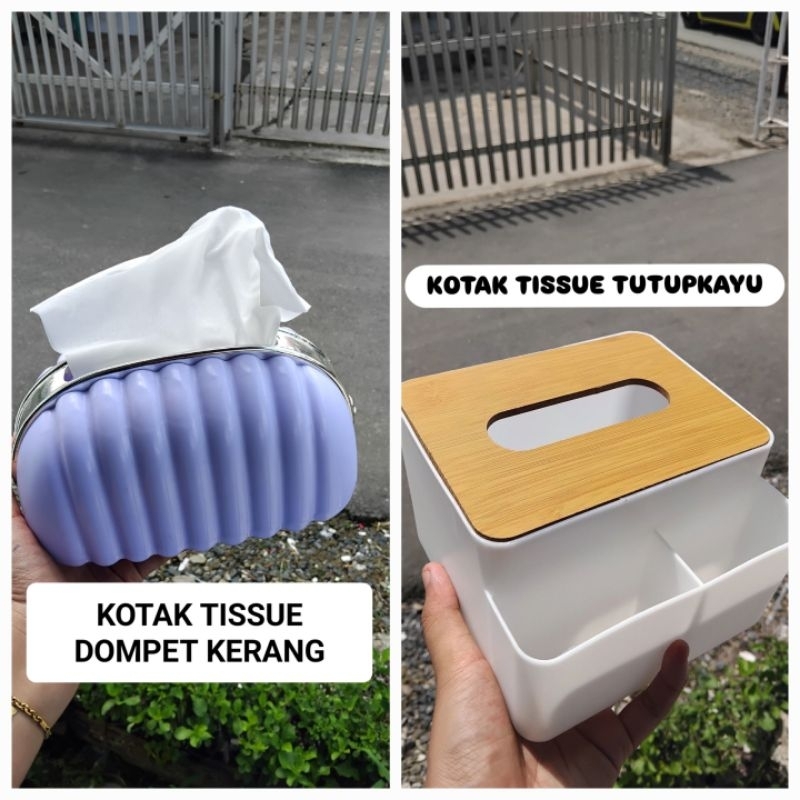 Jual KOTAK BOX TEMPAT TISSUE MODEL POUCH DOMPET KERANG & TUTUP KAYU ...
