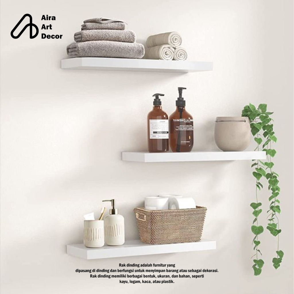 Jual AIRA - Rak Dinding Kayu Satu Set Tempel Dinding Rak Serbaguna ...