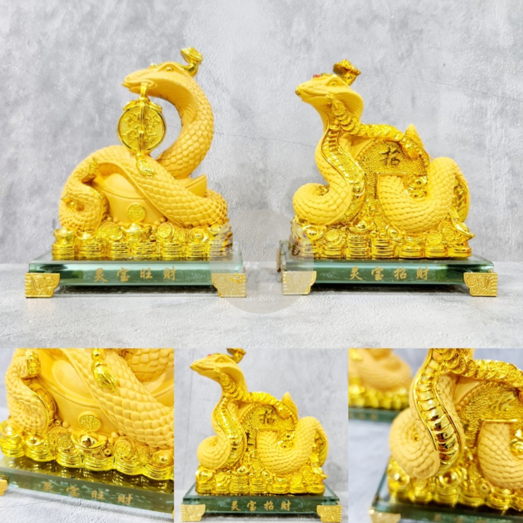 Jual Pajangan Patung Hoki Ular 2025 Snake Emas 16cm Fengshui Kado Imlek ...