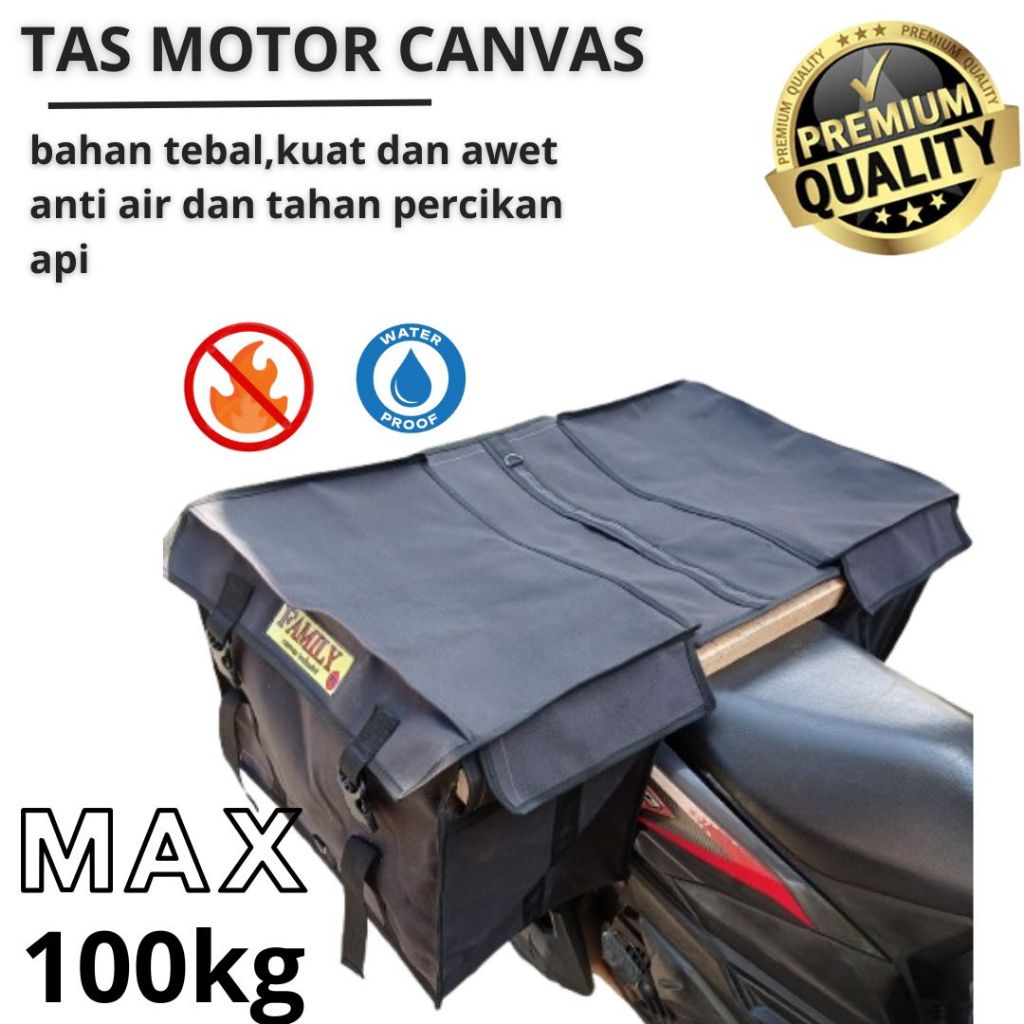 Jual tas motor canvas jumbo,anti air tahan percikan api/tas obrok motor ...