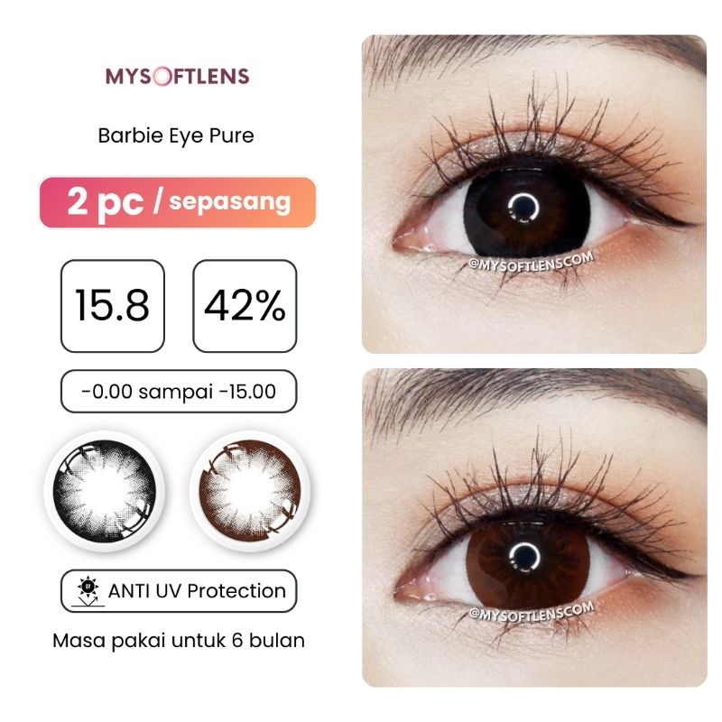 Jual Softlens Barbie Eye Pure Black Choco Bisa Minus Tinggi MYSOFTLENS ...