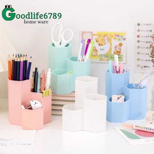 Jual Rak Tempat Pulpen Pensil Holder Alat Tulis Bulat 3 Layer Anti ...