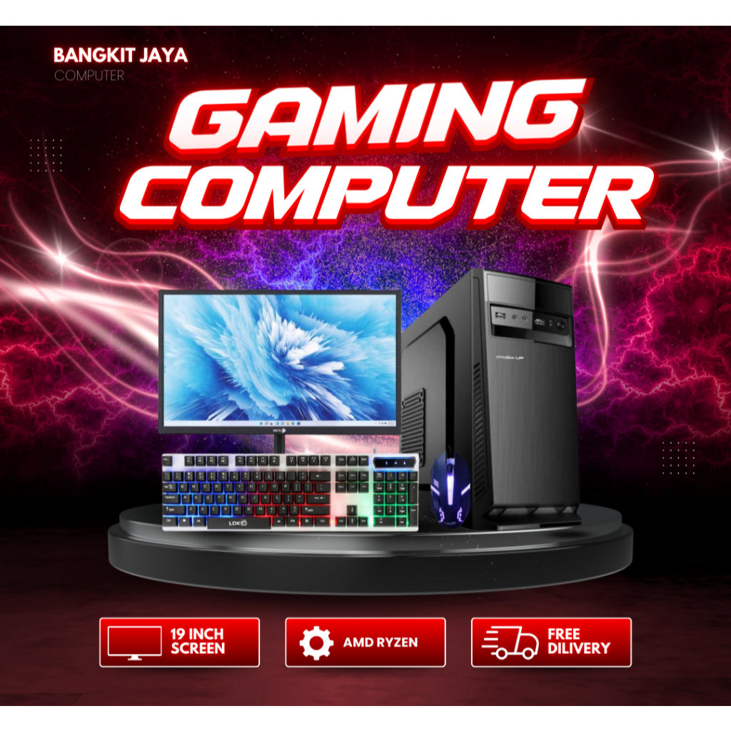 Jual PC Gaming Fullset AMD A6 7400 RAM 16GB HDD SSD - Monitor 19 Inch ...