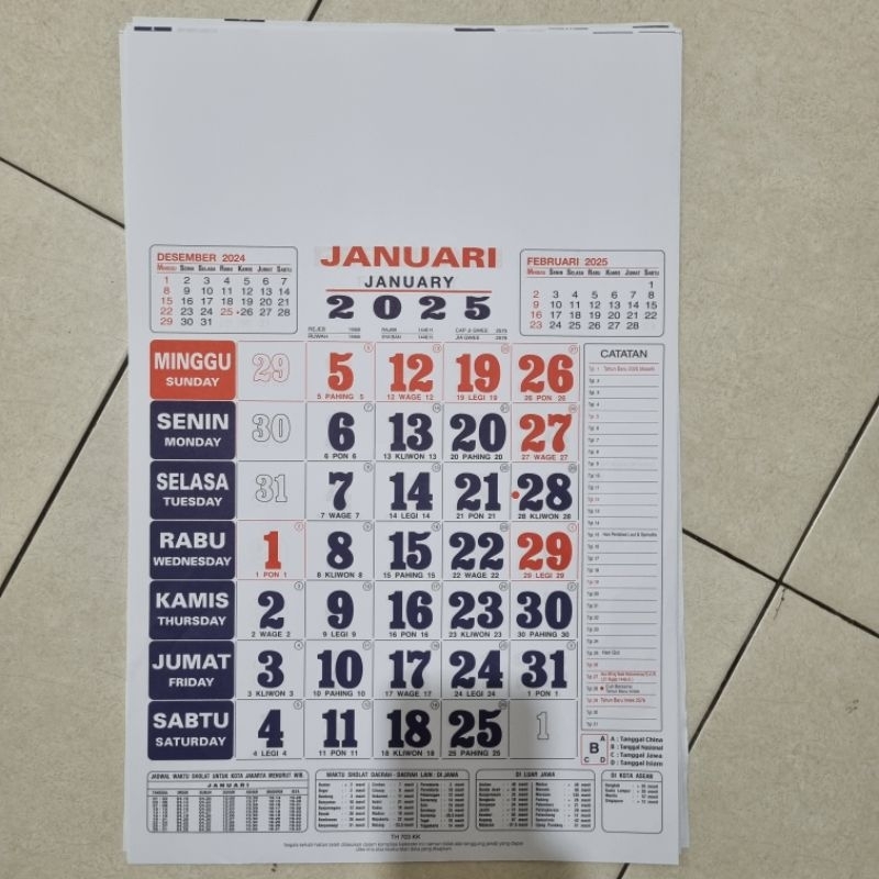 Jual kalender kerja kecil 2025 uk 32x50 cm | Shopee Indonesia