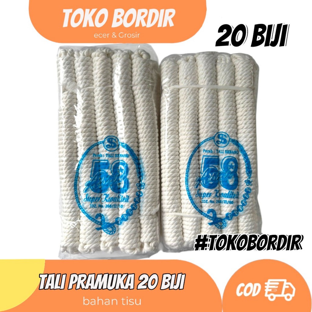 Jual 1 pack tali Pramuka / tali tambang bahan tisu isi 20 biji | Shopee ...