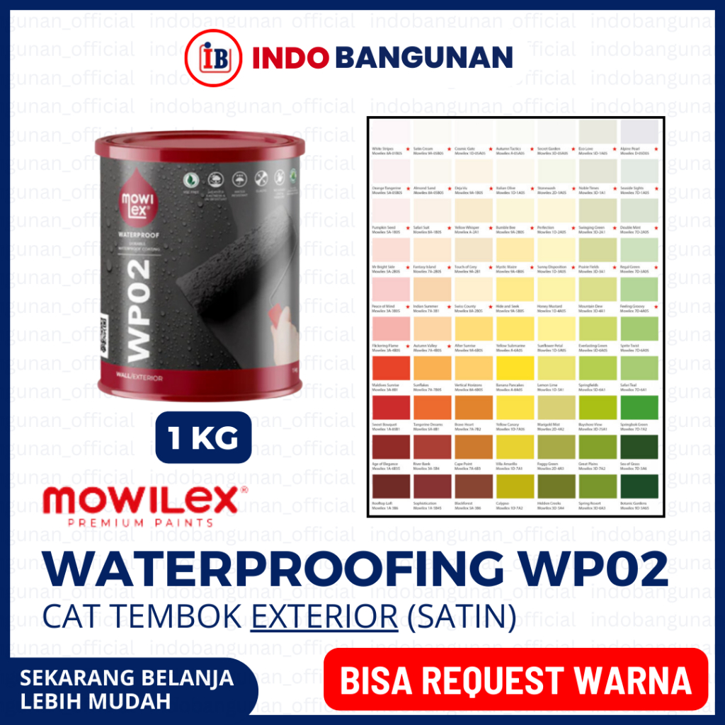 Jual CAT TEMBOK EXTERIOR MOWILEX WATERPROOFING WP02 1KG / BISA REQUEST ...