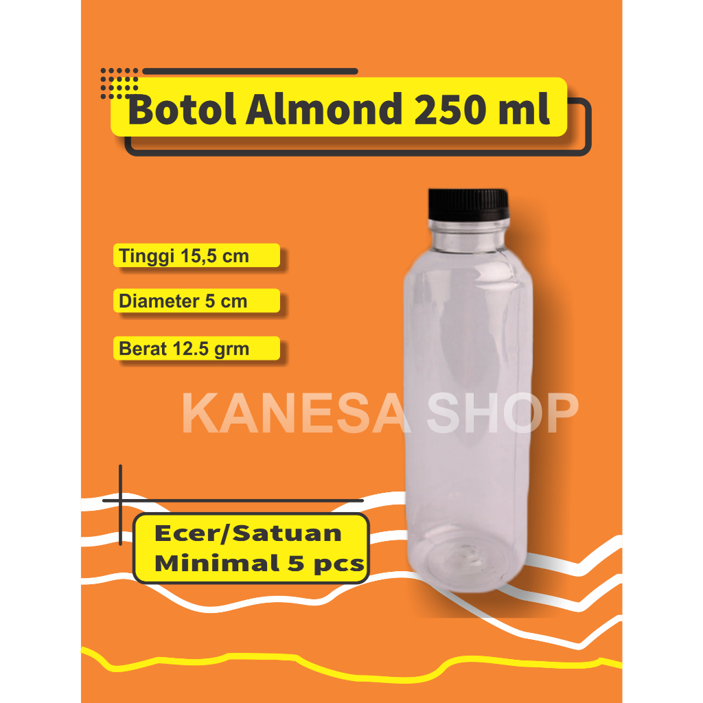 Jual Botol Plastik ALMOND 250ml Free Packing Kardus / Botol Almond ...