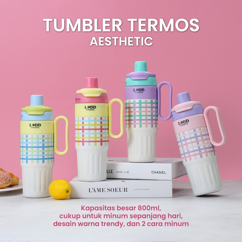 Jual Tumbler Aesthetic Botol Minum Lucu 800ML Anti Tumpah dan Tahan ...