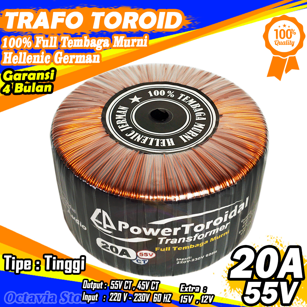 Jual Trafo Toroid 20A CT 55V 45V (MURNI) Full Tembaga Murni Hellenic Jerman | Shopee Indonesia