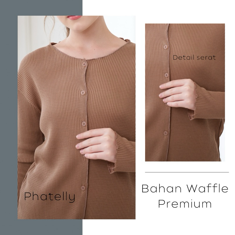 Jual CARDIGAN RAJUT CROP KOREAN LOOK WAFFLE / ATASAN WANITA | Shopee Indonesia