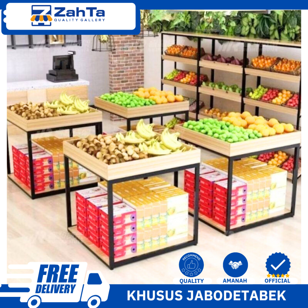 Jual ZAHTA - 1 SET 4 MEJA 3 RAK DISPLAY TOKO BUAH | Shopee Indonesia