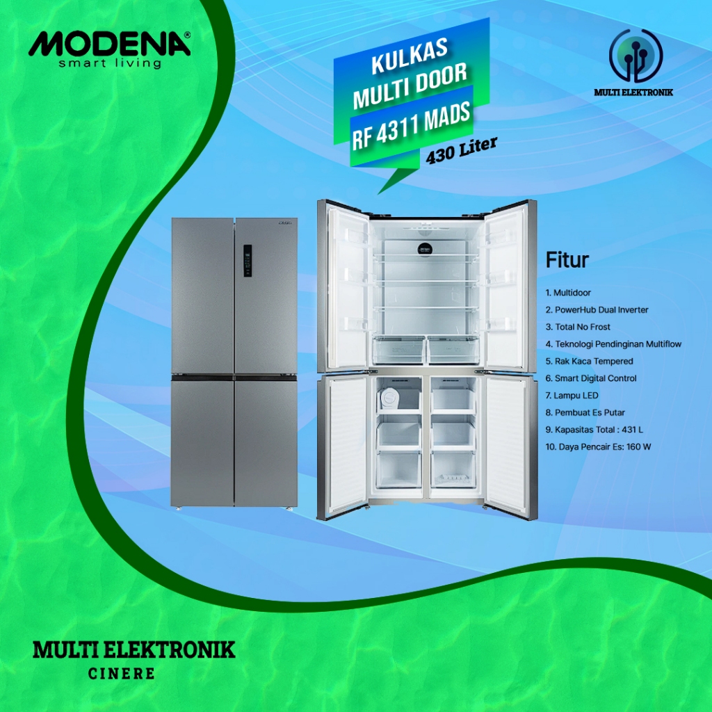 Jual Kulkas 4 Pintu MODENA RF 4311 MADS 431 Liter | Shopee Indonesia