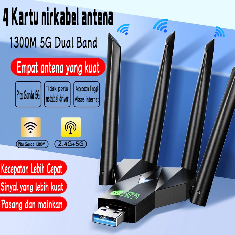 Jual [COD]1300M Usb WiFi Dongle PC / USB WIFI LAPTOP / WIFI Dongle Adapter 5G/2.4G Wireless WiFi ...