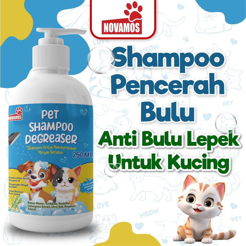 Jual NOVAMOS Shampoo Degreaser Membersihkan Minyak Berlebih Kucing dan Anjing 250 ML | Shopee ...