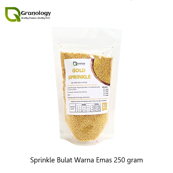 Jual Sprinkle Bulat warna Emas / Gold Sprinkle / Taburan Kukis Emas ...