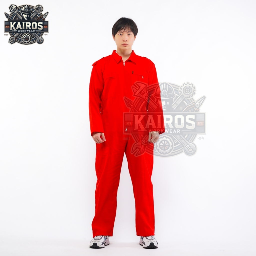 Jual WEARPACK POLOS MERAH KATELPAK LENGAN PANJANG COVERALL MONTIR ...